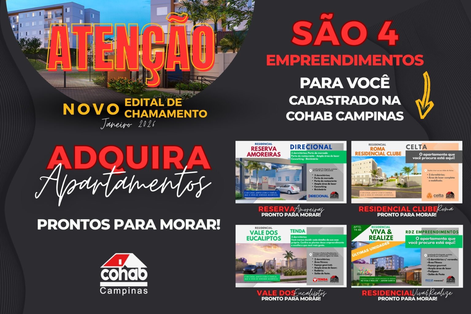 Cohab Campinas publica primeiro edital de 2026 com oferta de 27 ...